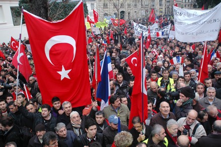 Members Turkish Associations France Demonstrate Protest Editorial Stock ...