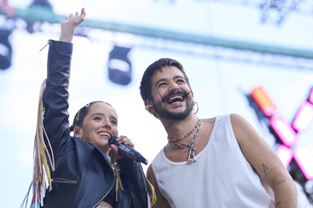 Colombian Singer Camilo performs on Puerta de Alcala Concert, Madrid ...