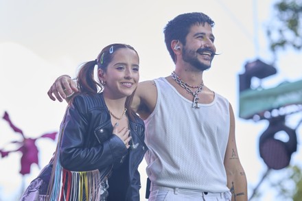 Colombian Singer Camilo performs on Puerta de Alcala Concert, Madrid ...