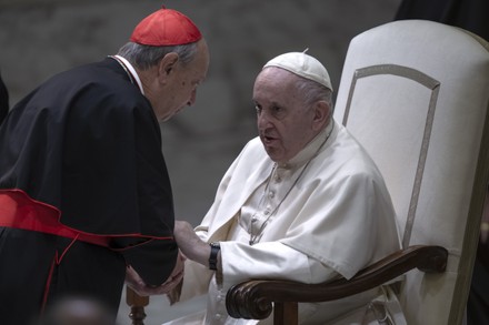 Pope Francis Greets Cardinal Oscar Cantoni Editorial Stock Photo ...