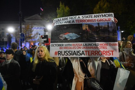 Protestors Demonstrate Front Russian Embassy Warsaw Editorial Stock ...