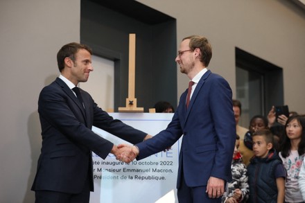 President French Republic Emmanuel Macron Inaugurates Editorial Stock ...