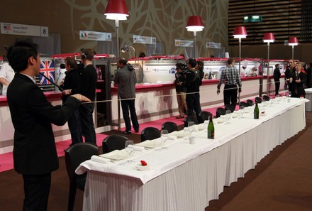 Waiters Install Tables Food Tastings During Editorial Stock Photo ...