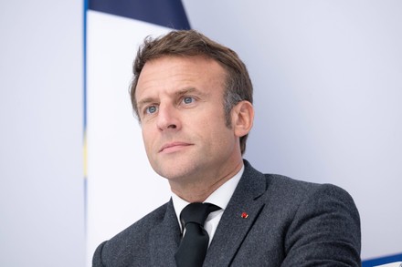 French President Emmanuel Macron Participated Video Editorial Stock ...