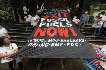 Protesters Unfurl Banner Message Against Fossil Editorial Stock Photo ...