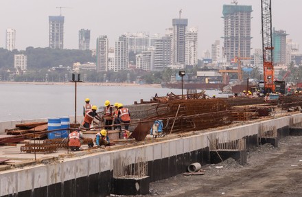 Labourers Work Coastal Road Construction Site Editorial Stock Photo ...