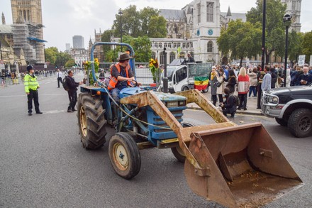 Protester Drives Tractor During March Parliament Editorial Stock Photo ...