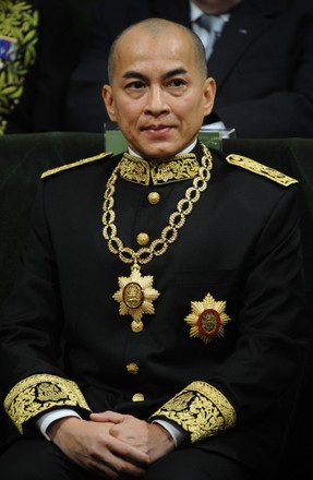 Cambodian King Norodom Sihamoni received at Academie Francaise in Paris ...