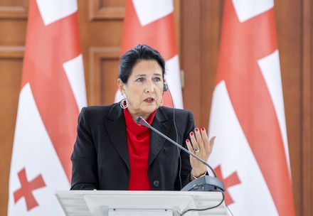 Georgian President Salome Zourabichvili L Speaks Editorial Stock Photo ...