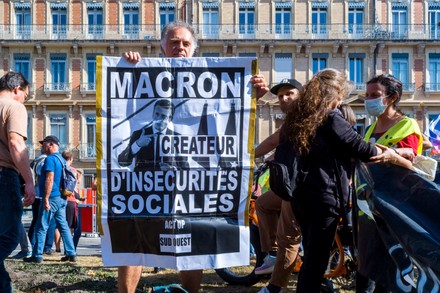 Man Holds Poster Macron Creator Social Editorial Stock Photo - Stock ...