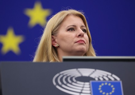Zuzana Caputova President Slovakia Gives Statement Editorial Stock ...