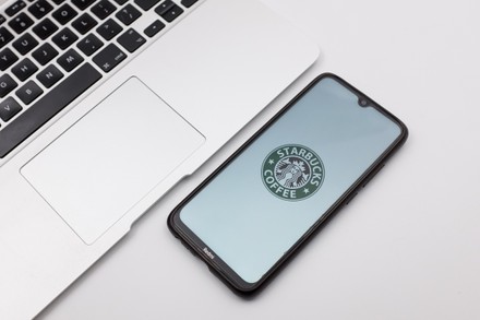 This Photo Illustration Starbucks Coffee Logo Editorial Stock Photo ...