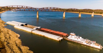 Aerial Photo Made Drone Shows Barges Editorial Stock Photo - Stock ...