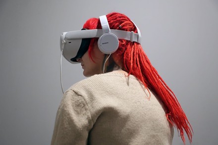 Visitor Wears Vr Virtual Reality Headset Editorial Stock Photo - Stock ...