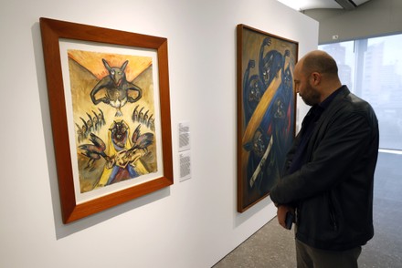 Attendee Observes Works By Colombian Artist Editorial Stock Photo ...