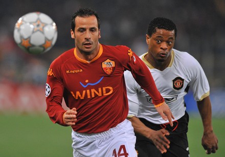 Manchesters Patrice Evra Romas Ludovic Giuly Editorial Stock Photo ...