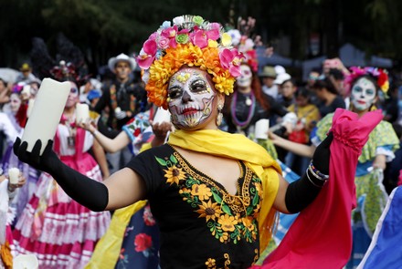 Women Dressed Costume La Catrina Parade Editorial Stock Photo - Stock ...