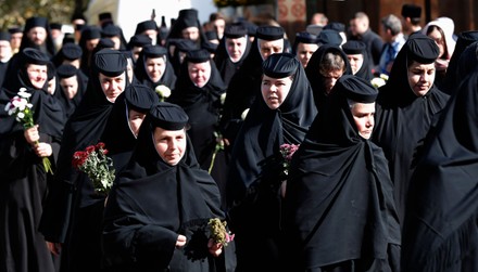 Romanian Orthodox Nuns Carry Yellow Fresh Editorial Stock Photo - Stock ...