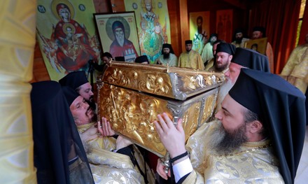 Romanian Orthodox Priests Carry Relics Saint Editorial Stock Photo ...