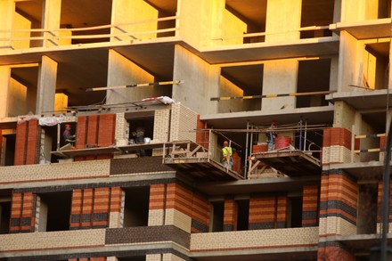 Construction Residential Building Primorsky District St Editorial Stock ...