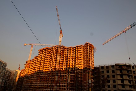 Construction Residential Building Primorsky District St Editorial Stock ...