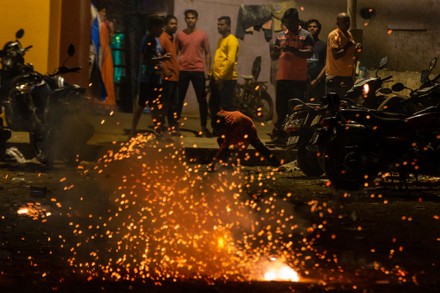 People Burn Fire Crackers During Diwali Editorial Stock Photo - Stock ...