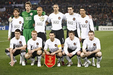 Manchester Uniteds Team During Uefa Champions Editorial Stock Photo ...