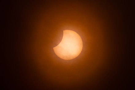 Partial Solar Eclipse Seen Laquila Italy Editorial Stock Photo - Stock ...