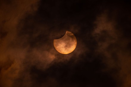 Partial Solar Eclipse Seen Laquila Italy Editorial Stock Photo - Stock ...