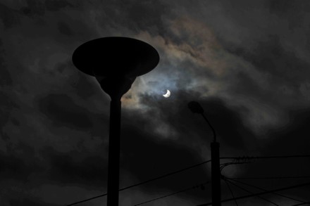 Partial Solar Eclipse Over Poland Dramatic Editorial Stock Photo ...