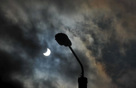 Partial Solar Eclipse Over Poland Dramatic Editorial Stock Photo ...
