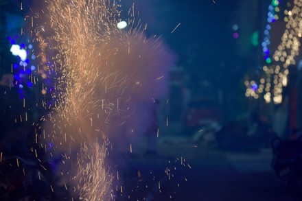 People Burst Firecrackers On Diwali Sector Editorial Stock Photo ...