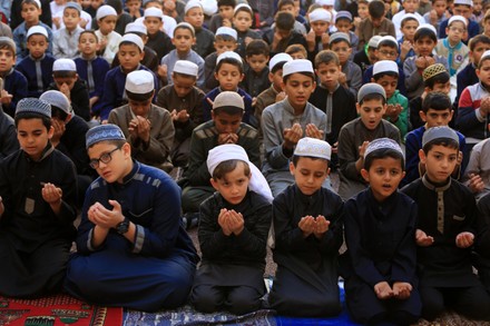 Palestinian Students Dressed Sharia Uniform Pray Editorial Stock Photo ...