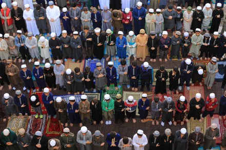 Palestinian Students Dressed Sharia Uniform Pray Editorial Stock Photo ...