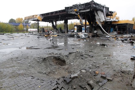 Crater Fragment Russian Missile Pictured Destroyed Editorial Stock ...