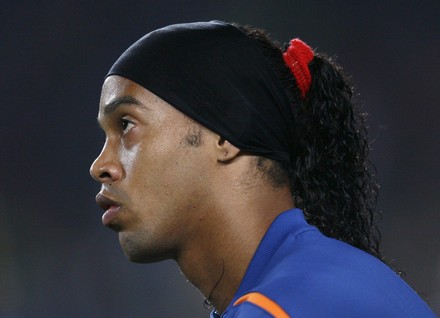 Barcelonas Ronaldinho During Uefa Champions League Editorial Stock ...