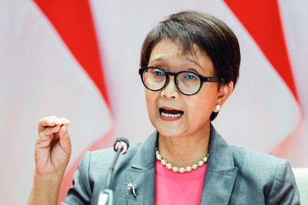 Indonesias Foreign Minister Retno Marsudi Delivers Editorial Stock