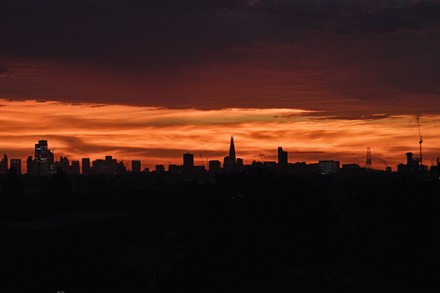 Londoners Wake Deep Red Sunrise On Editorial Stock Photo - Stock Image ...