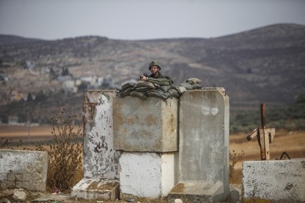 Israeli Soldier Seen Guarding Military Post Editorial Stock Photo ...