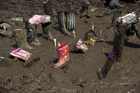 Wellington Boots Lost Mud Glastonbury Festival Editorial Stock Photo ...
