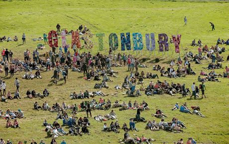 Glastonbury Sign Crowd Editorial Stock Photo - Stock Image | Shutterstock