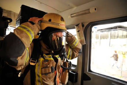 Firefighters Gear Their Breathing Apparatus Respirators Editorial Stock ...