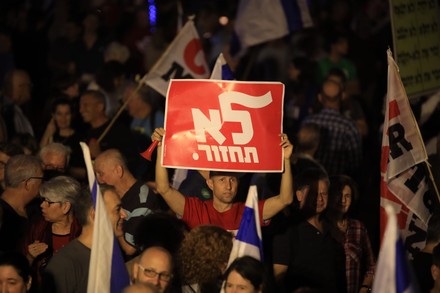 Demonstrators Gather Rally Against Former Israeli Editorial Stock Photo ...