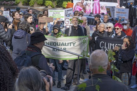 Climate Activists Hold Signs Front Nyc Editorial Stock Photo - Stock ...