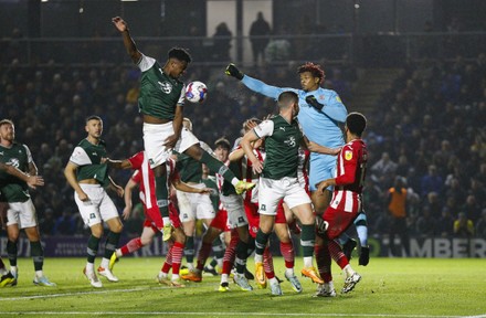 Niall Ennis Plymouth Argyle Challenges Aerial Editorial Stock Photo ...