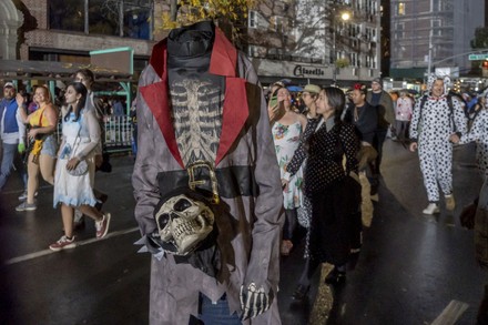 Reveler Dressed Headless Skeleton Participates New Editorial Stock ...