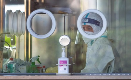 Medical Worker Sits Pcr Testing Booth Editorial Stock Photo - Stock ...
