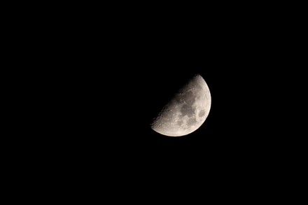Half Crescent Moon Shining Brightly During Editorial Stock Photo ...