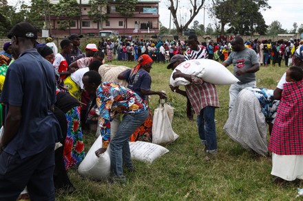 People Queue Receive Relief Food Supplied Editorial Stock Photo - Stock ...