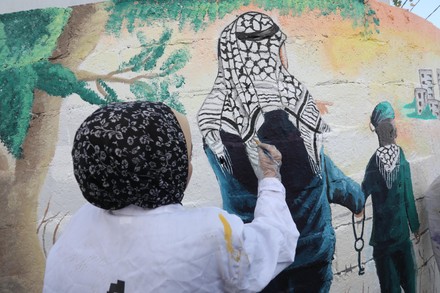 Palestinian Painters Paint Mural On 105th Editorial Stock Photo - Stock ...